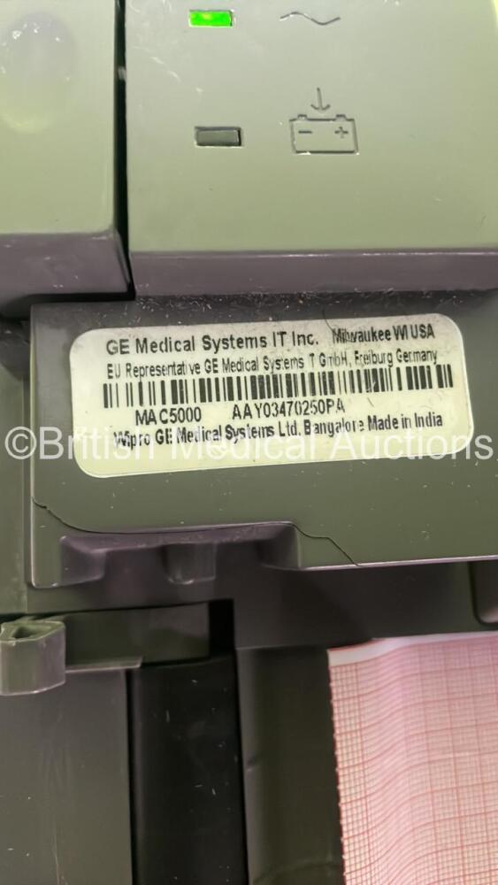 GE MAC 5000 ECG Machine with 10 Lead ECG Lead on Trolley (Powers Up ...