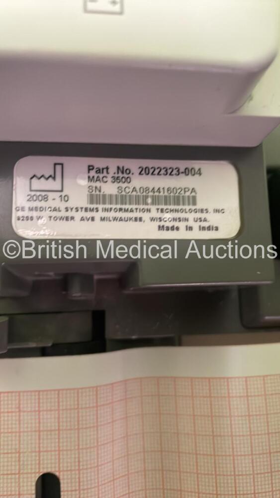 GE MAC 3500 ECG Machine on Stand with 10 Lead ECG Leads (Powers Up ...