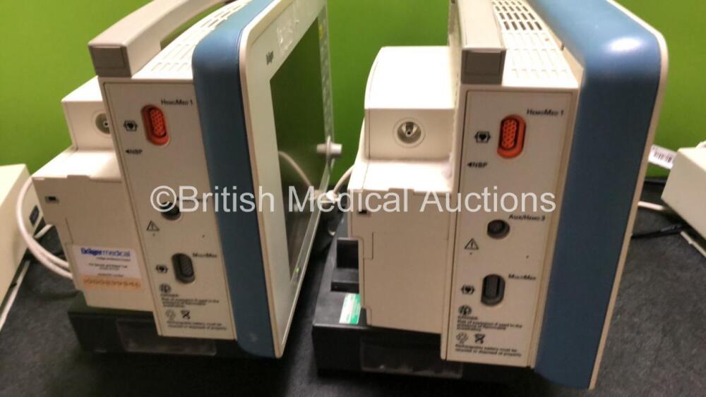 2 x Drager Infinity Delta Patient Monitors with HemoMed 1, Aux/Hemo 3 ...