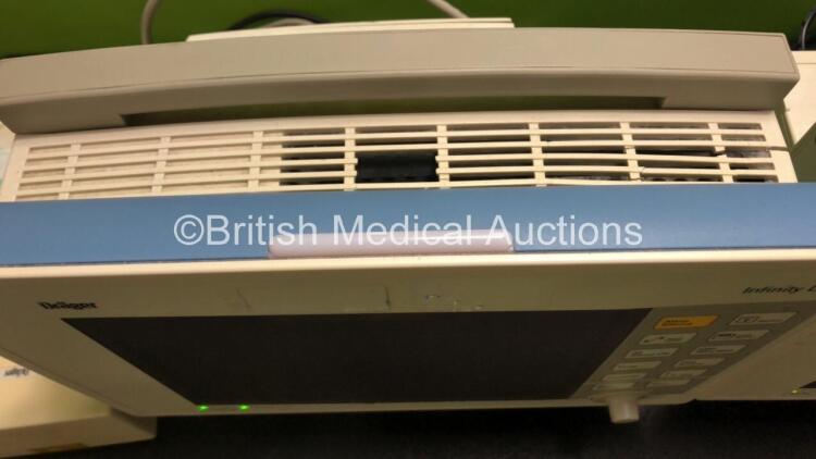 2 x Drager Infinity Delta Patient Monitors with HemoMed 1, Aux/Hemo 3 ...