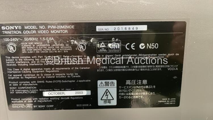 Storz Stack System with Sony Monitor, Storz 264305 20 Electronic ...