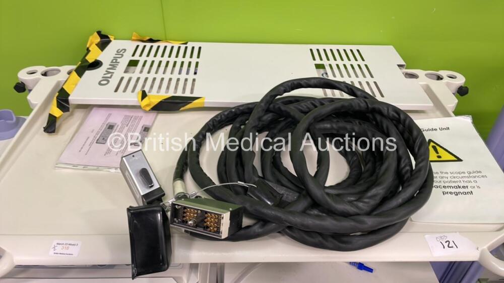 2 x Olympus Stack Trolleys with Olympus OEV191H Monitor, Sony UP-285OP ...
