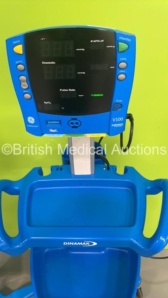 2 x Dinamap GE Carescape V100 Vital Signs Monitors on Stands (Both ...