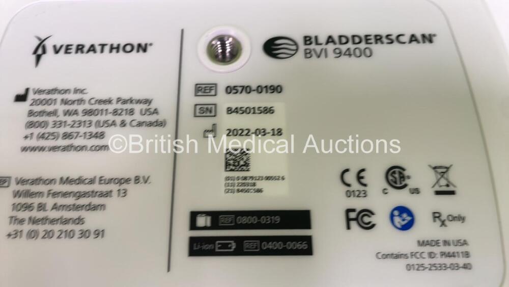 Verathon BVI 9400 Bladder Scanner *Mfd 2022* with Probe, Battery and ...
