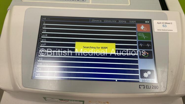 Mortara ELI 280 ECG Machine on Stand with 10 Lead ECG Leads (Powers Up ...