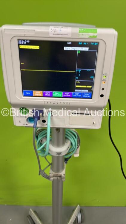 2 x Fukuda Denshi DS-7100 Dynascope Monitors on Stands ECG, SpO2, NIBP ...