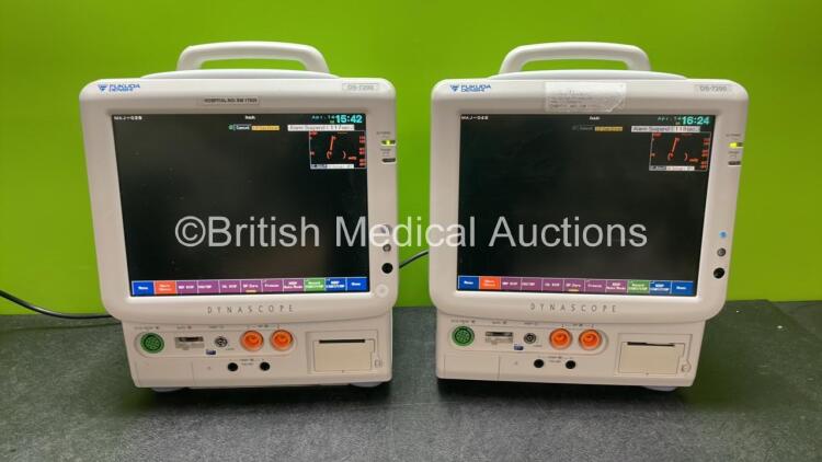2 x Fukuda Denshi Dynascope DS-7200 Patient Monitors Including ECG ...