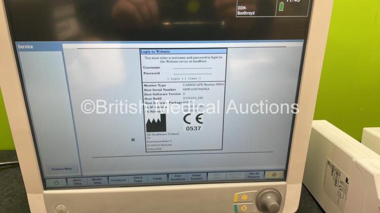 GE Carescape B650 Touch Screen Patient Monitor with 1 x GE Type E-miniC ...