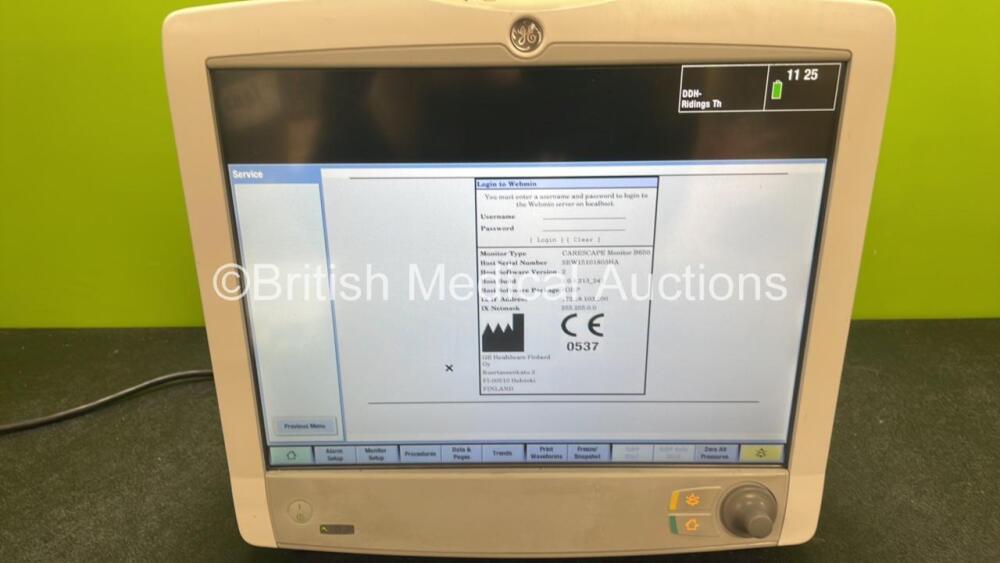 GE Carescape B650 Touch Screen Patient Monitor with 1 x GE Type E-miniC ...