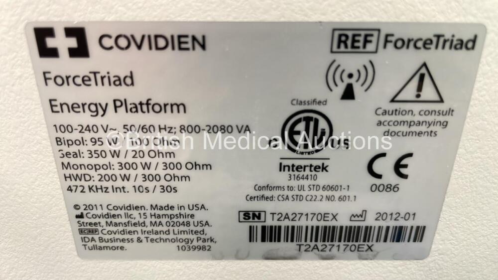 Covidien Force Triad Electrosurgical / Diathermy Unit Version 4.00 on ...