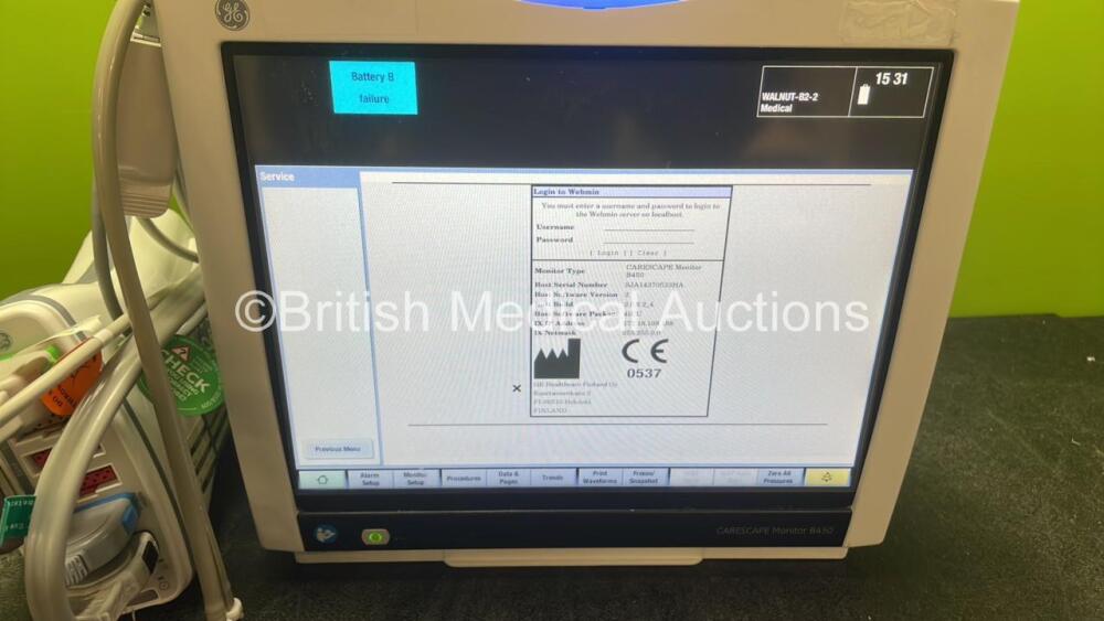 GE B450 Carescape Monitor with 1 x GE Patient Data Module Including ECG ...