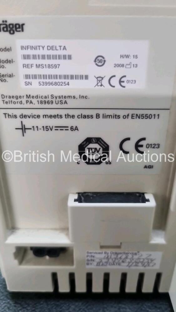 Drager Infinity Delta Patient Monitor with HemoMed 1, Aux/Hemo 3, NBP ...