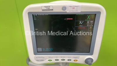 GE Dash 4000 Patient Monitor on Stand Including ECG, NBP, CO2, BP1, BP2 ...