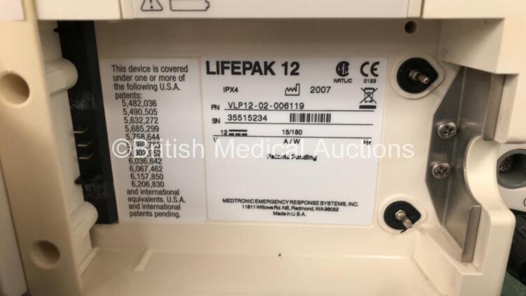 Medtronic Physio Control Lifepak 12 Biphasic Defibrillator / Monitor ...
