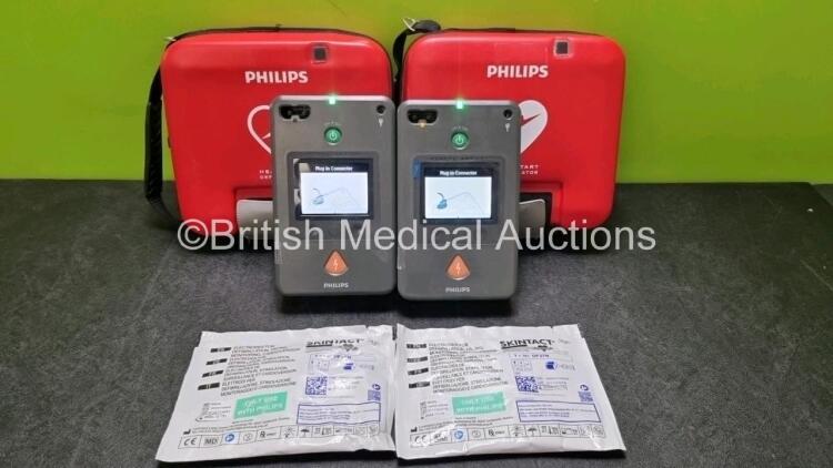 2 x Philips FR3 Heartstart Defibrillators (Both Power Up) In Carry ...
