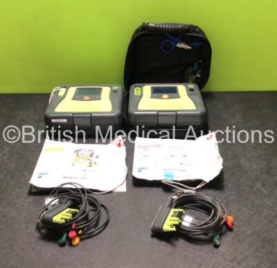 2 x Zoll AED PRO Defibrillators with 2 x Batteries 2 x ECG Leads and 2 ...