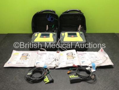 2 x Zoll AED PRO Defibrillators with 2 x Batteries 2 x ECG Leads and 4 ...