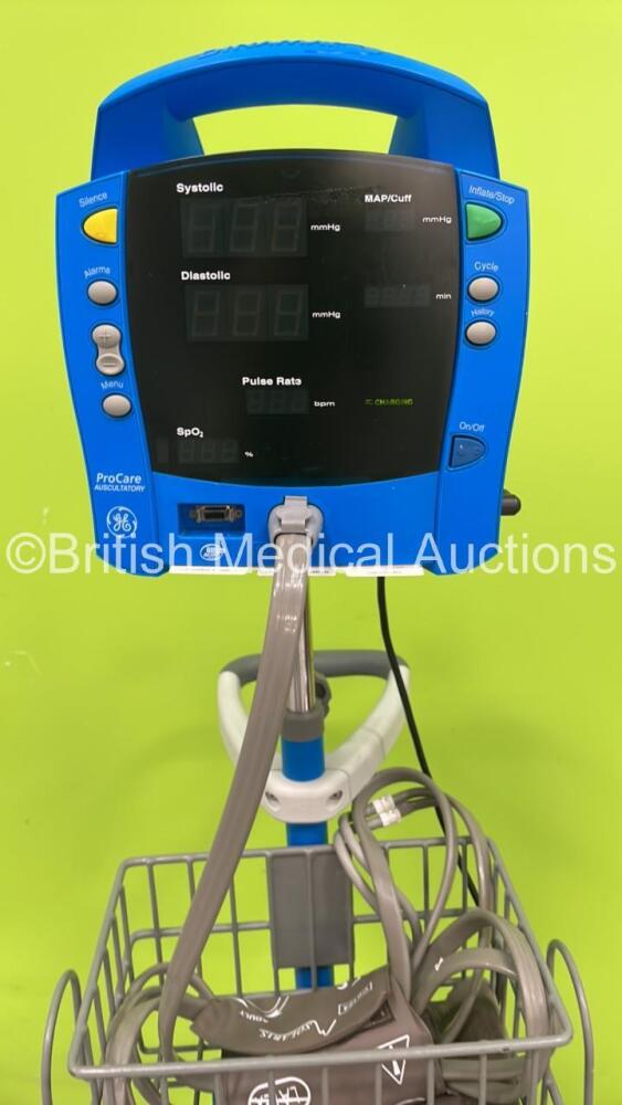 1 x GE Dinamap ProCare Auscultatory Vital Signs Monitor on Stand and 1 ...