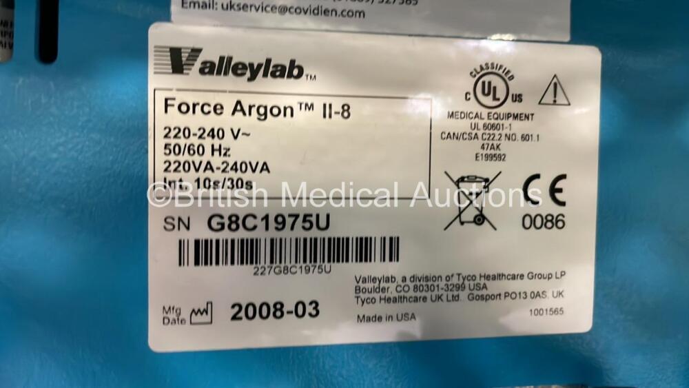 Valleylab Force Argon II Gas Delivery Unit on Table (Powers Up with ...