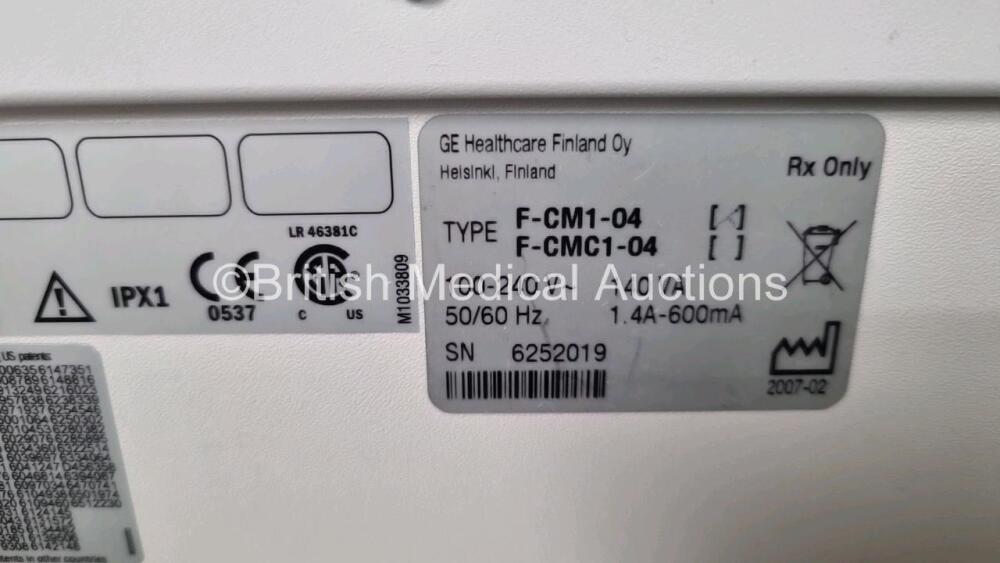 GE Datex Ohmeda F-CM1-04 Anaesthesia Monitor Including (Powers Up) 1 x ...