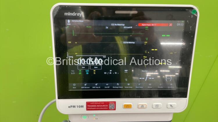 Mindray ePM 10M Patient Monitor on Stand with T1, T2, SPO2,NIBP and ECG ...