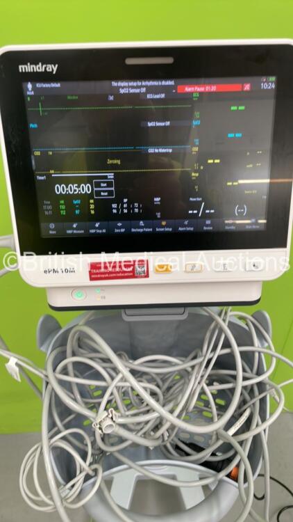 Mindray ePM 10M Patient Monitor on Stand with T1, T2, SPO2,NIBP and ECG ...