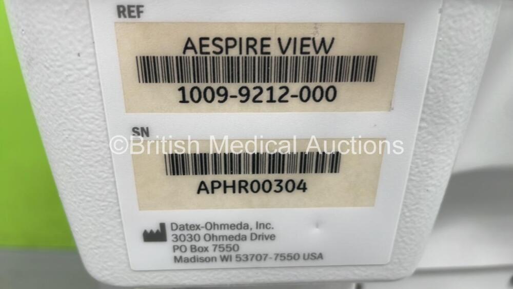 Datex-Ohmeda Aespire View Anaesthesia Machine Software Version 6.2 with ...