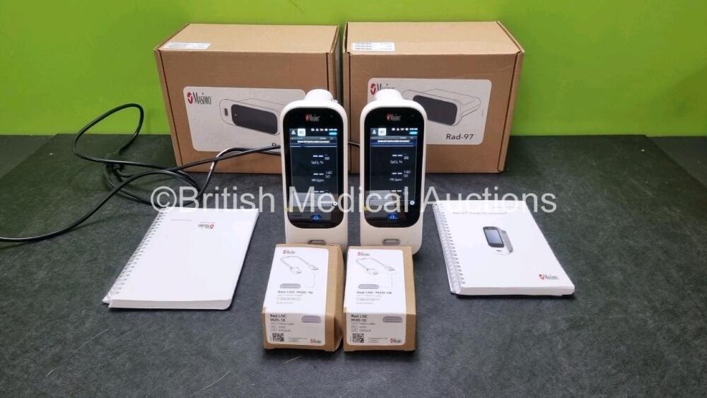 2 x Masimo Rad-97 Pulse CO-Oximeters *Mfd 2021* with 2 x Red LNC M20-10 ...