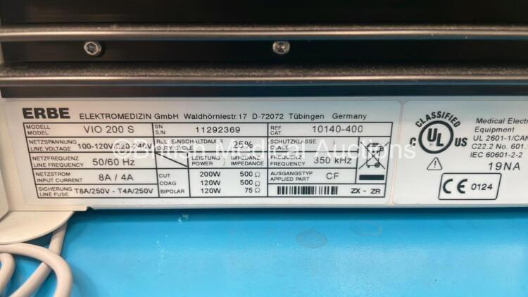 ERBE Vio 200S Electrosurgical Diathermy Unit Software Version 1.2.1 ...