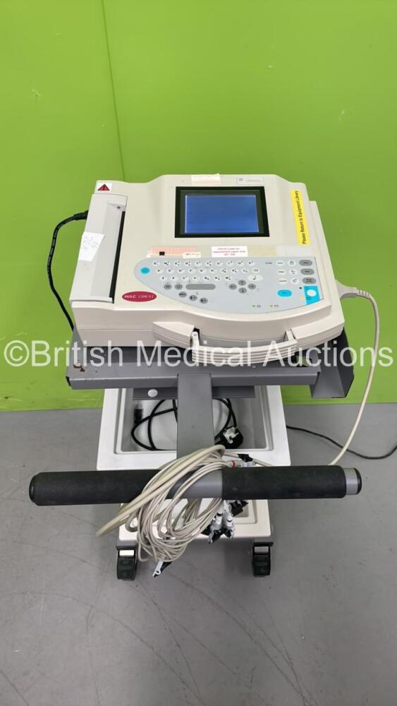 GE MAC 1200ST ECG Machine on Stand with 10 Lead ECG Leads (Powers Up ...