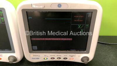 2 x GE Dash 4000 Patient Monitors Including ECG, NBP, CO2, BP1, BP2 ...