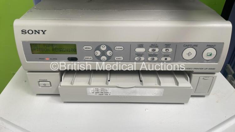 2 x Olympus Stack Trolleys with Olympus OEV261H Monitor, Olympus ECG ...
