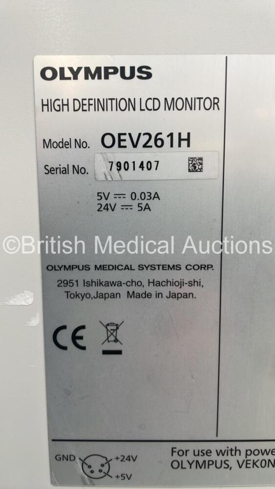 2 x Olympus Stack Trolleys with Olympus OEV261H Monitor, Olympus ECG ...