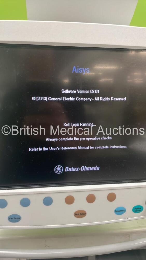 Datex-Ohmeda Aisys Anaesthesia Machine Software Version 08.01 with ...
