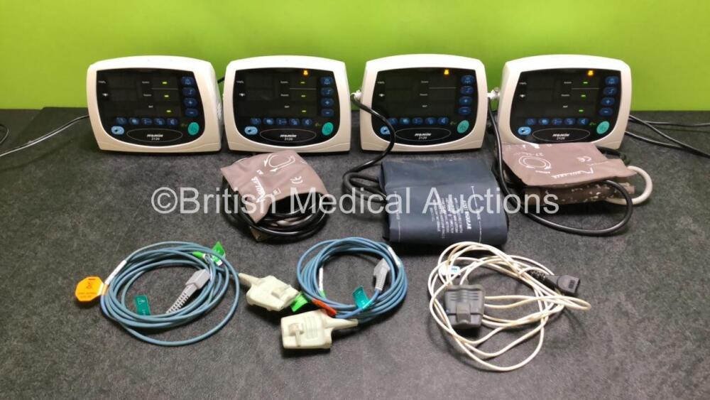 4 x Nonin 2120 Pulse Oximeter Monitors with 4 x Power Supplies, 3 x BP ...
