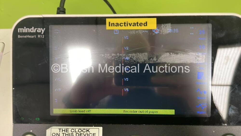 Mindray BeneHeart R12 ECG Machine on Stand with 10 Lead ECG Leads ...
