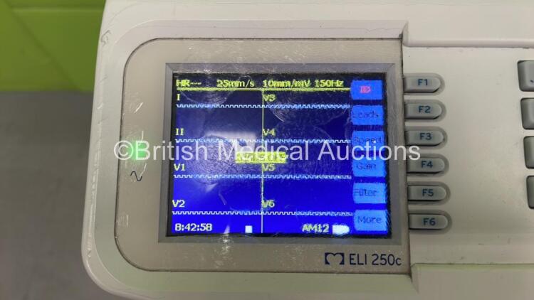 Mortara ELI 250c ECG Machine on Stand with 10 Lead ECG Lead (Powers Up ...