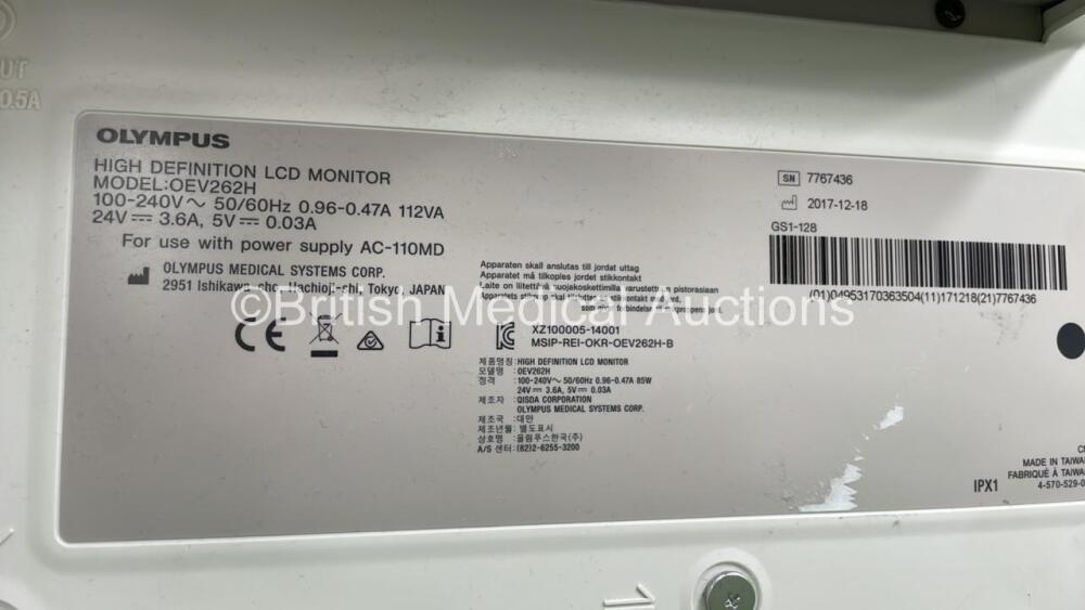 2 x Olympus Stack Trolleys with 2 x Olympus OEV262H Monitors, Olympus ...