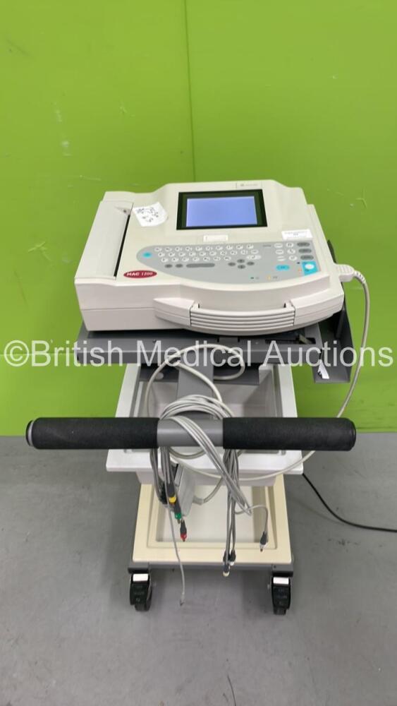GE MAC 1200ST ECG Machine with 10 Lead ECG Lead on Stand (Powers Up ...