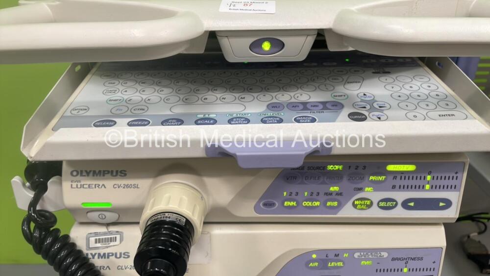 2 x Olympus Stack Trolleys with Olympus OEV191H Monitor, Olympus Evis ...