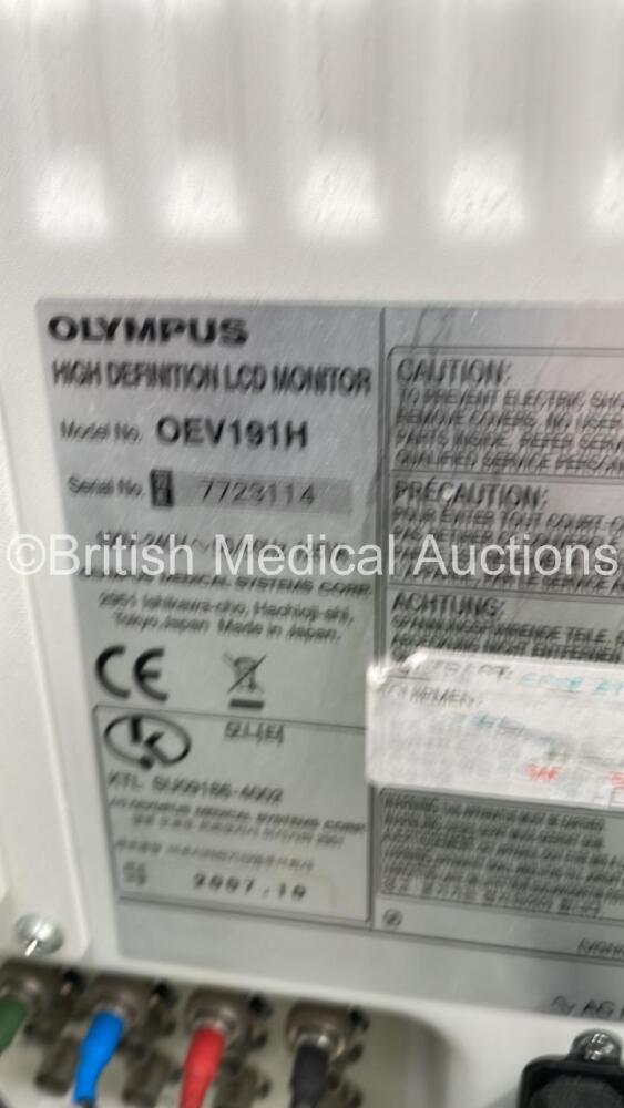 2 x Olympus Stack Trolleys with Olympus OEV191H Monitor, Olympus Evis ...