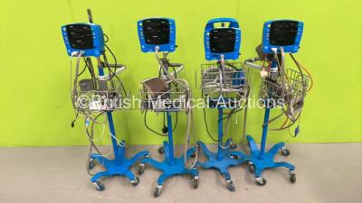 3 x GE Dinamap Carescape V100 Vital Signs Monitors on Stands and 1 x GE ...