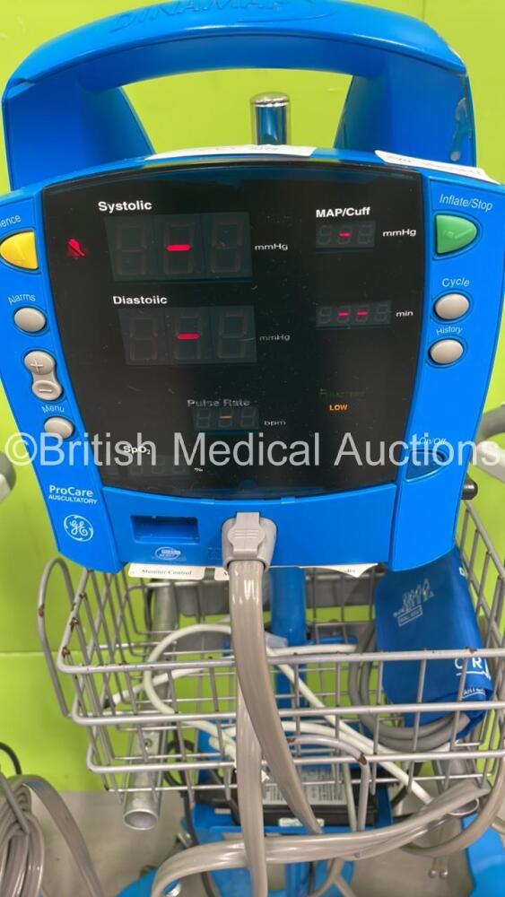 3 x GE Dinamap Carescape V100 Vital Signs Monitors on Stands and 1 x GE ...