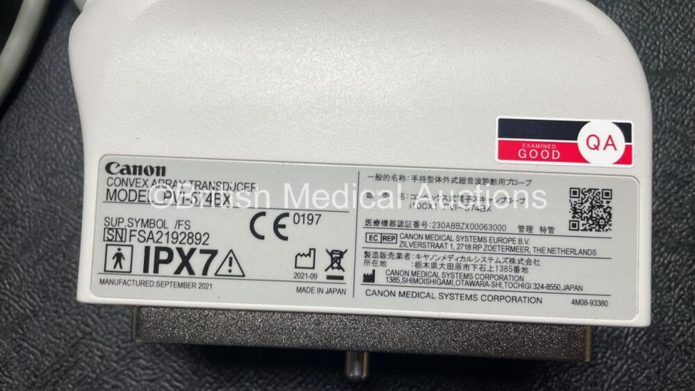Canon PVI-574BX i10CX1 Convex Array Ultrasound Transducer / Probe *Mfd ...