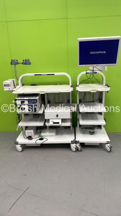 2 x Olympus Stack Trolleys with Olympus OEV261H Monitor, Olympus Evis ...