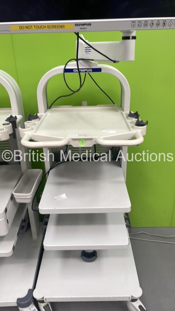 2 x Olympus Stack Trolleys with Olympus OEV261H Monitor, Olympus Evis ...