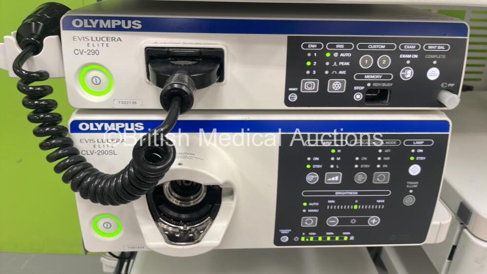 2 x Olympus Stack Trolleys with Olympus OEV261H Monitor, Olympus Evis ...