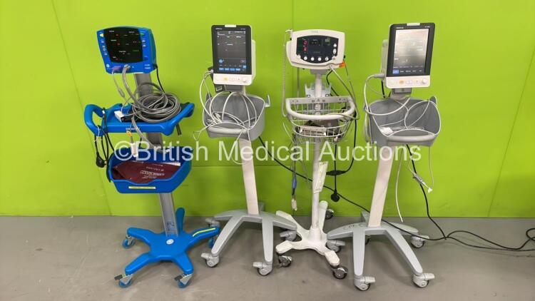 1 x Welch Allyn 53NT0 Vital Signs Monitor on Stand, 1 x GE Dinamap ...