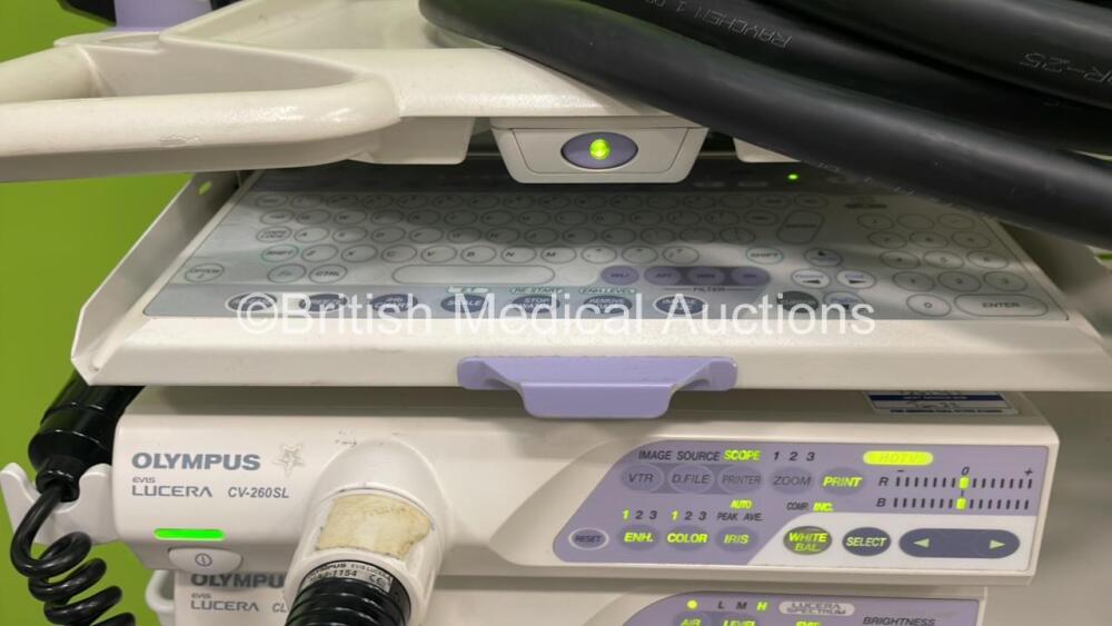 2 x Olympus Stack Trolleys with 1 x Olympus OEV261H Monitor (No Power ...