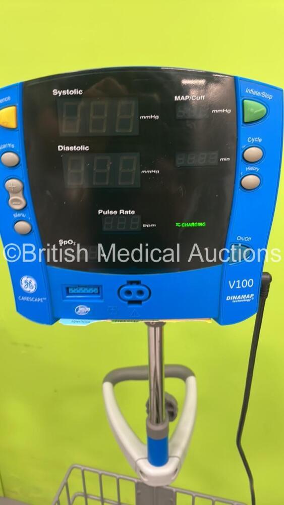 1 x GE Dinamap Carescape V100 Vital Signs Monitor on Stand (Powers Up ...